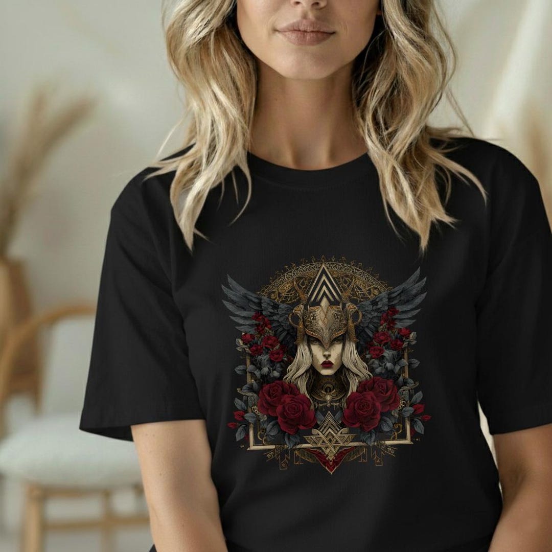 Valkyrie Shirt Gothic Norse Goddess Design, Freya Dark Romance Tee for ...