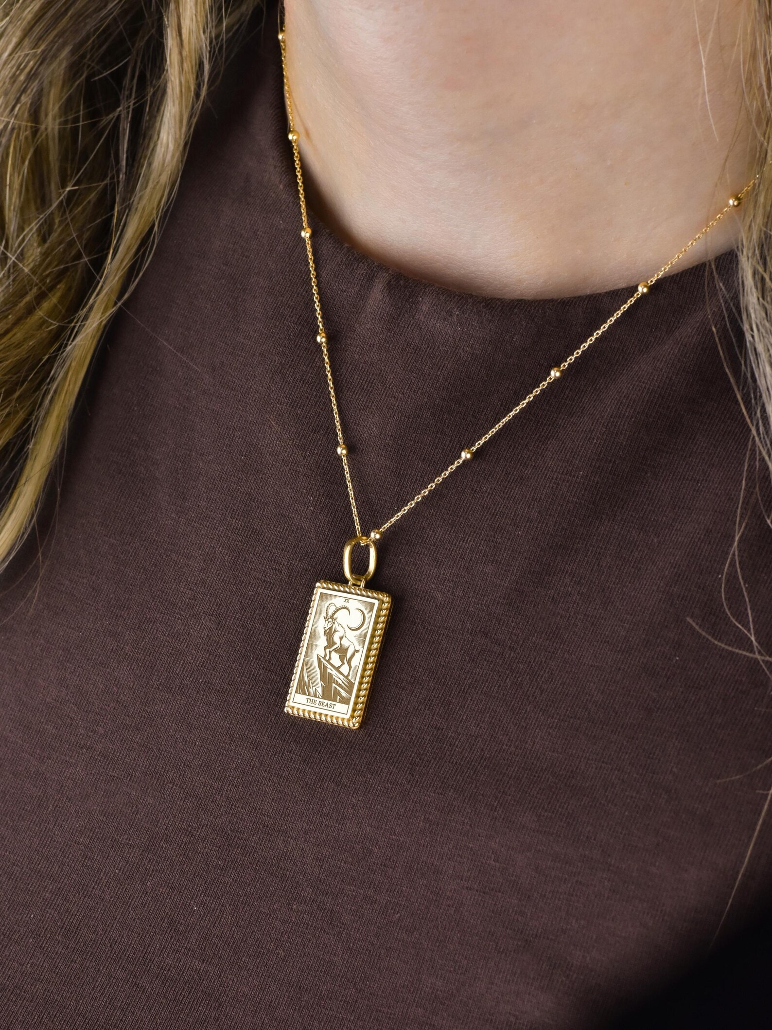 14K Gold Beast Necklace, Wild Animal Charm, Personalized Wild Goat ...