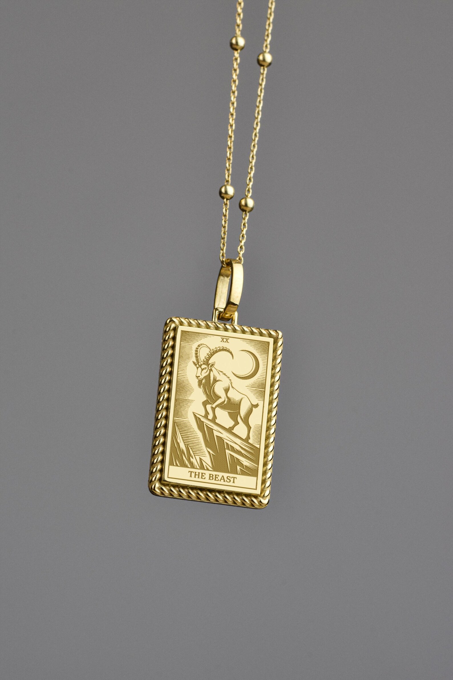 14K Gold Beast Necklace, Wild Animal Charm, Personalized Wild Goat ...