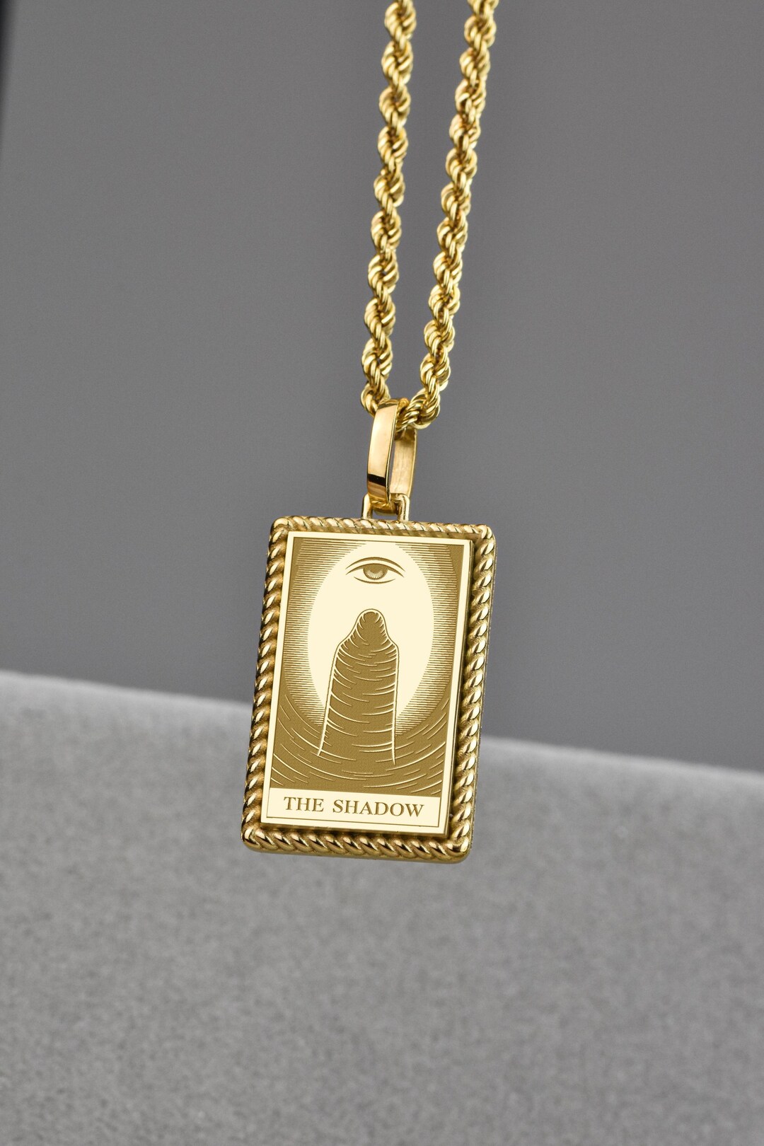 14K Gold Shadow Necklace, Personalized Shade Talisman, Custom Dark ...