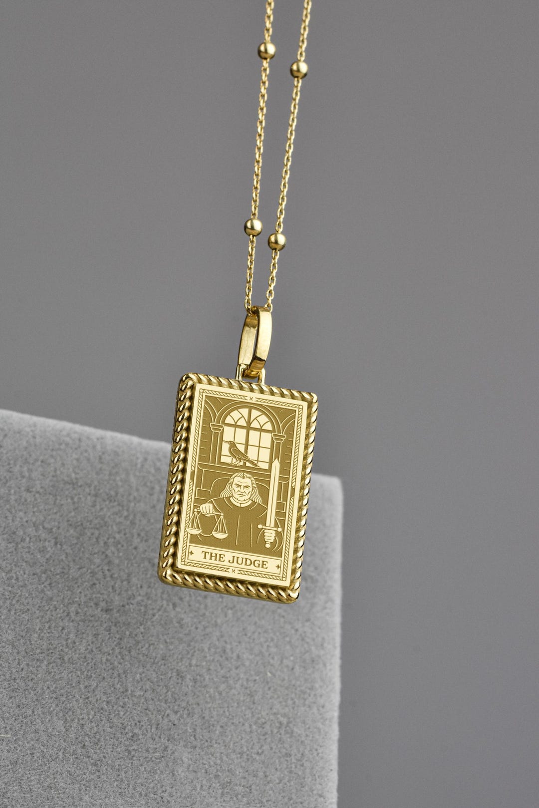 14K Gold Judge Necklace, Custom Lawyer Pendant, Magistrate Charm ...