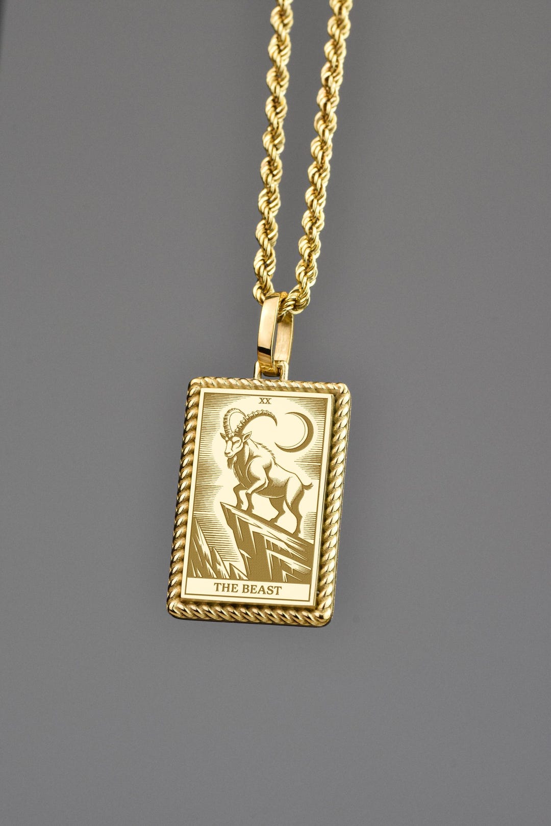 14K Gold Beast Necklace, Wild Animal Charm, Personalized Wild Goat ...