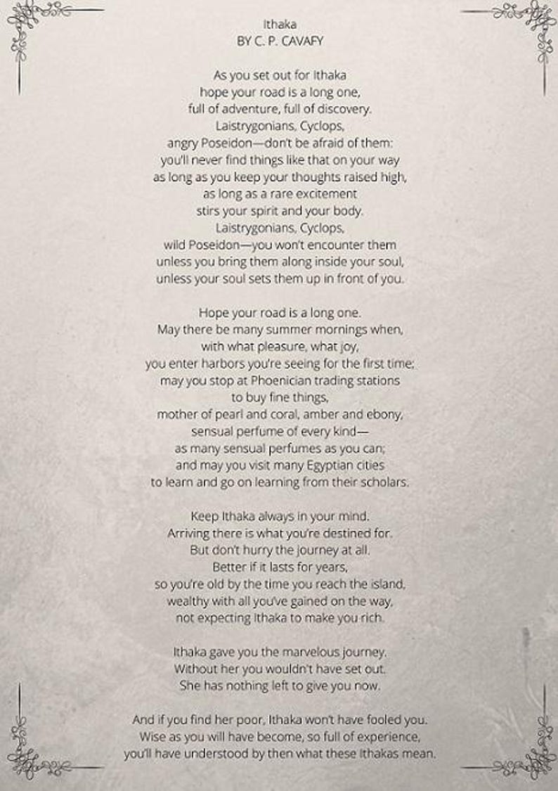 Ithaka - Words by Constantin P. Cavafy - Etsy