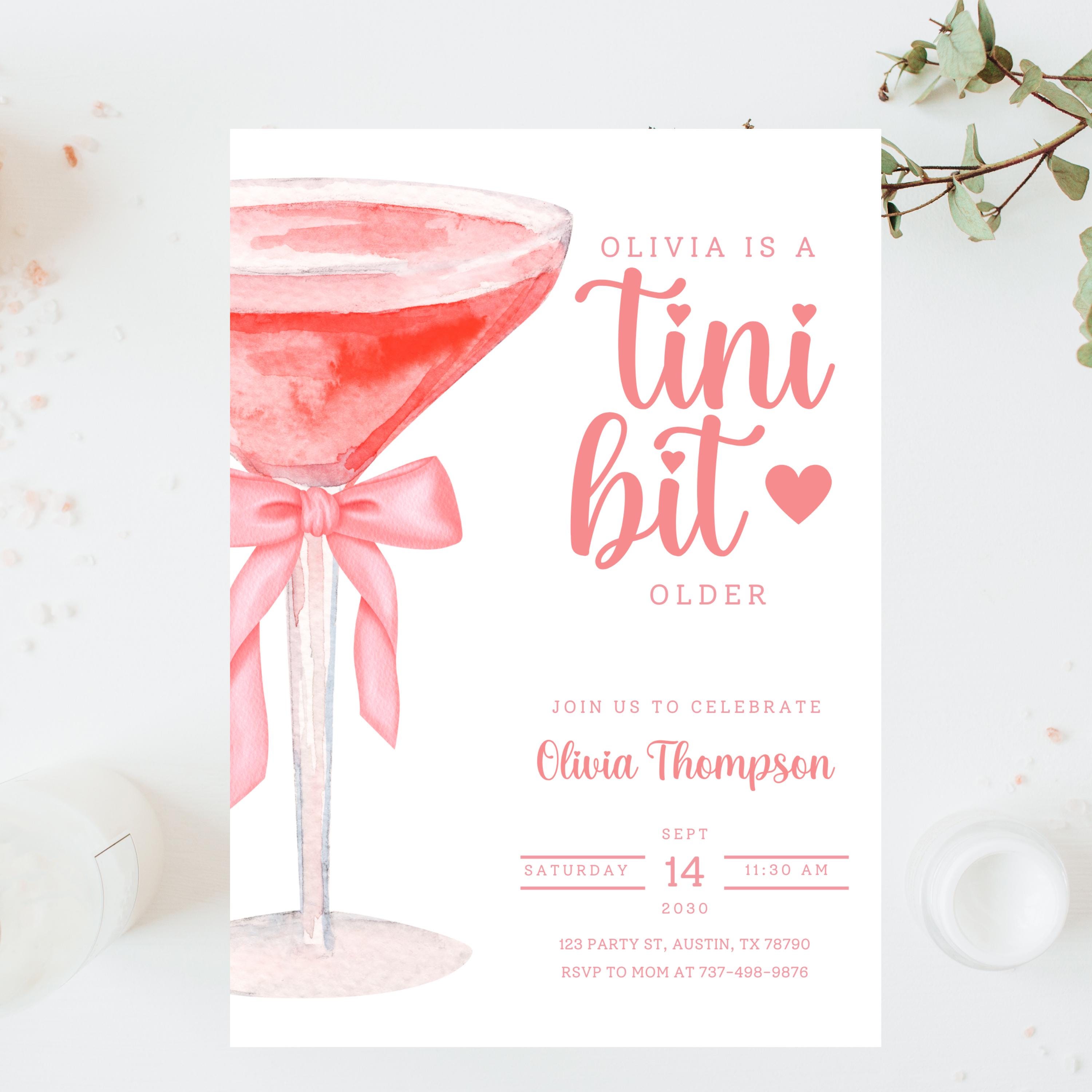 Tini Bit Older Birthday Invitation | Cocktail Party Invite | Girls ...