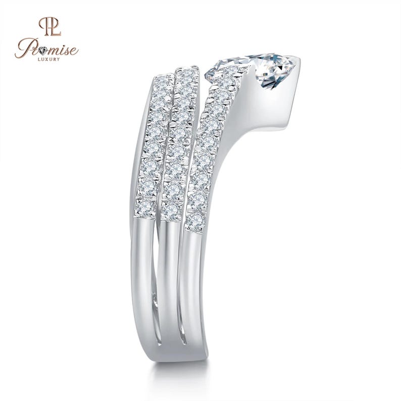 Unique Feather Design Round Diamond Ring, 14K Gold Preset Engagement ...