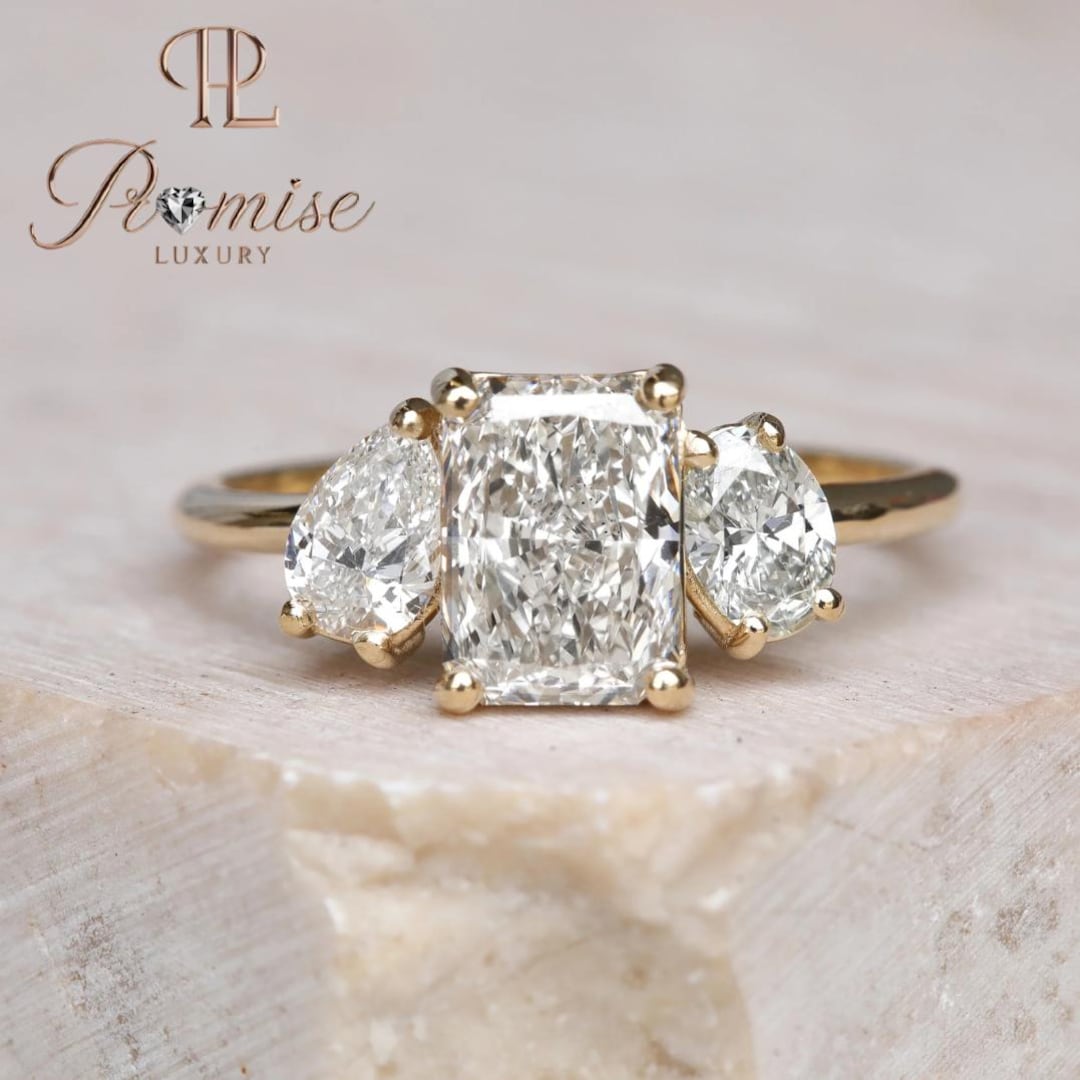 3.50ct Radiant, Pear and Round Cut Lab-grown Diamond West Engagement ...