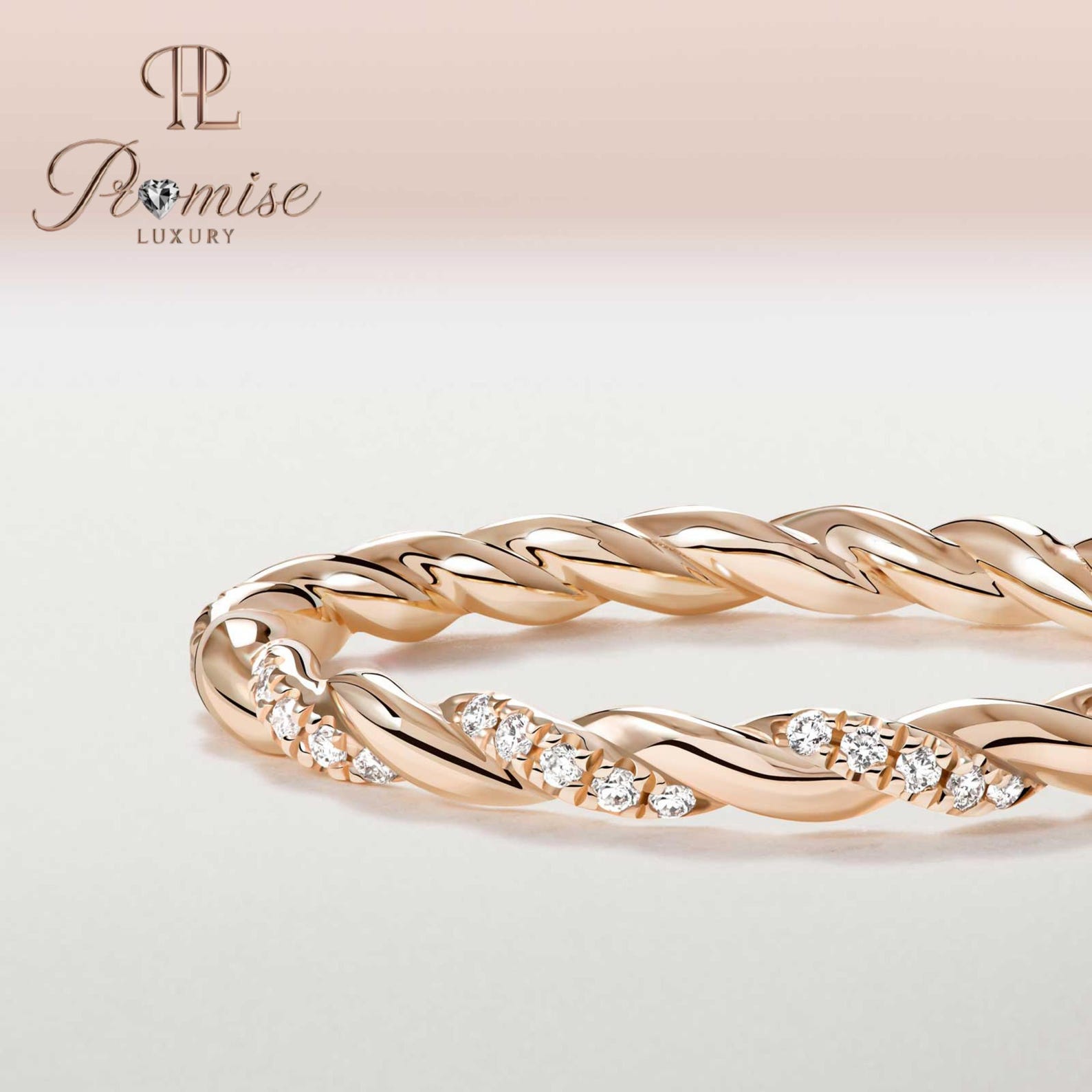1.0 C.T Twisted Rope Diamond Eternity Band in 18K Rose Gold – Dainty ...