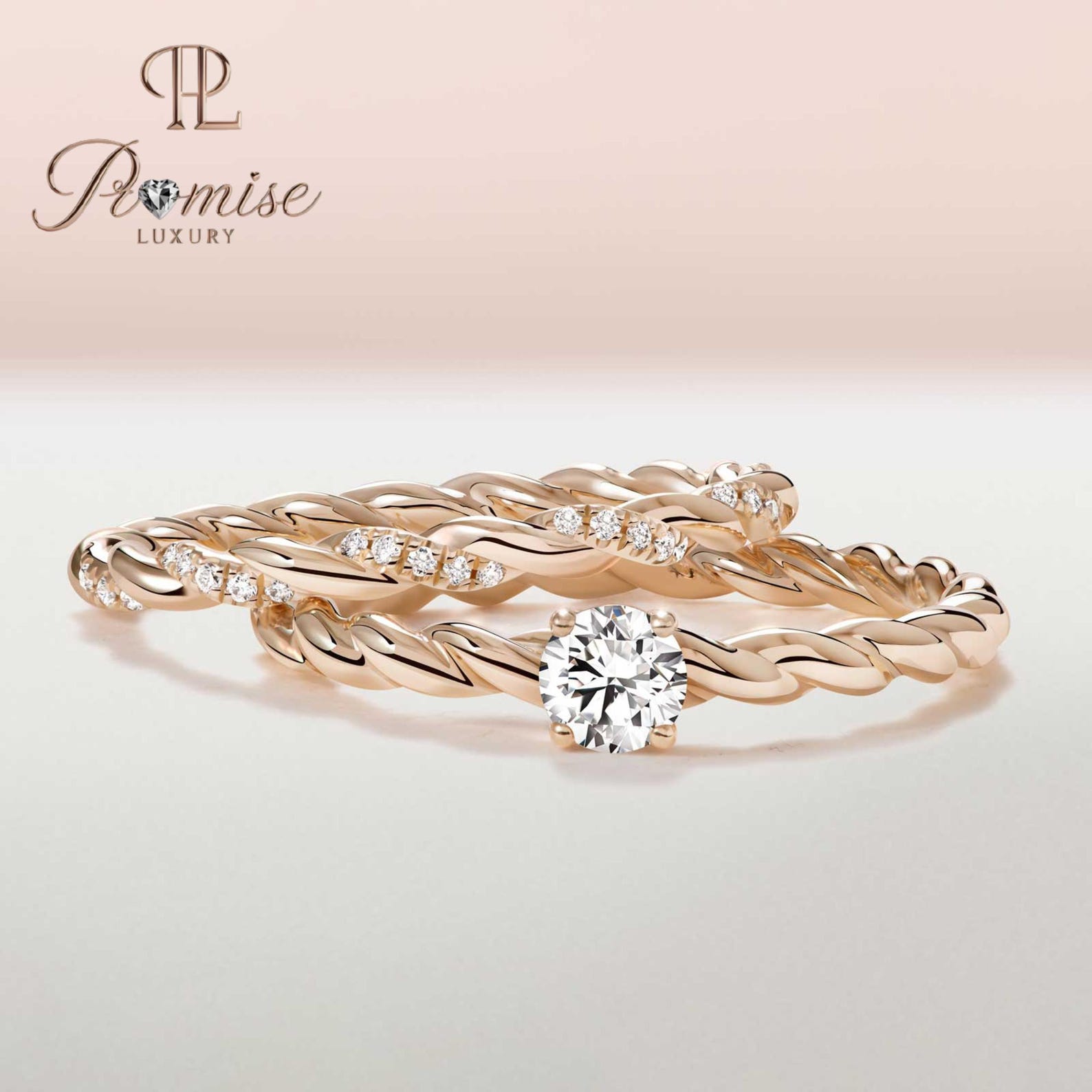 1.0 C.T Twisted Rope Diamond Eternity Band in 18K Rose Gold – Dainty ...