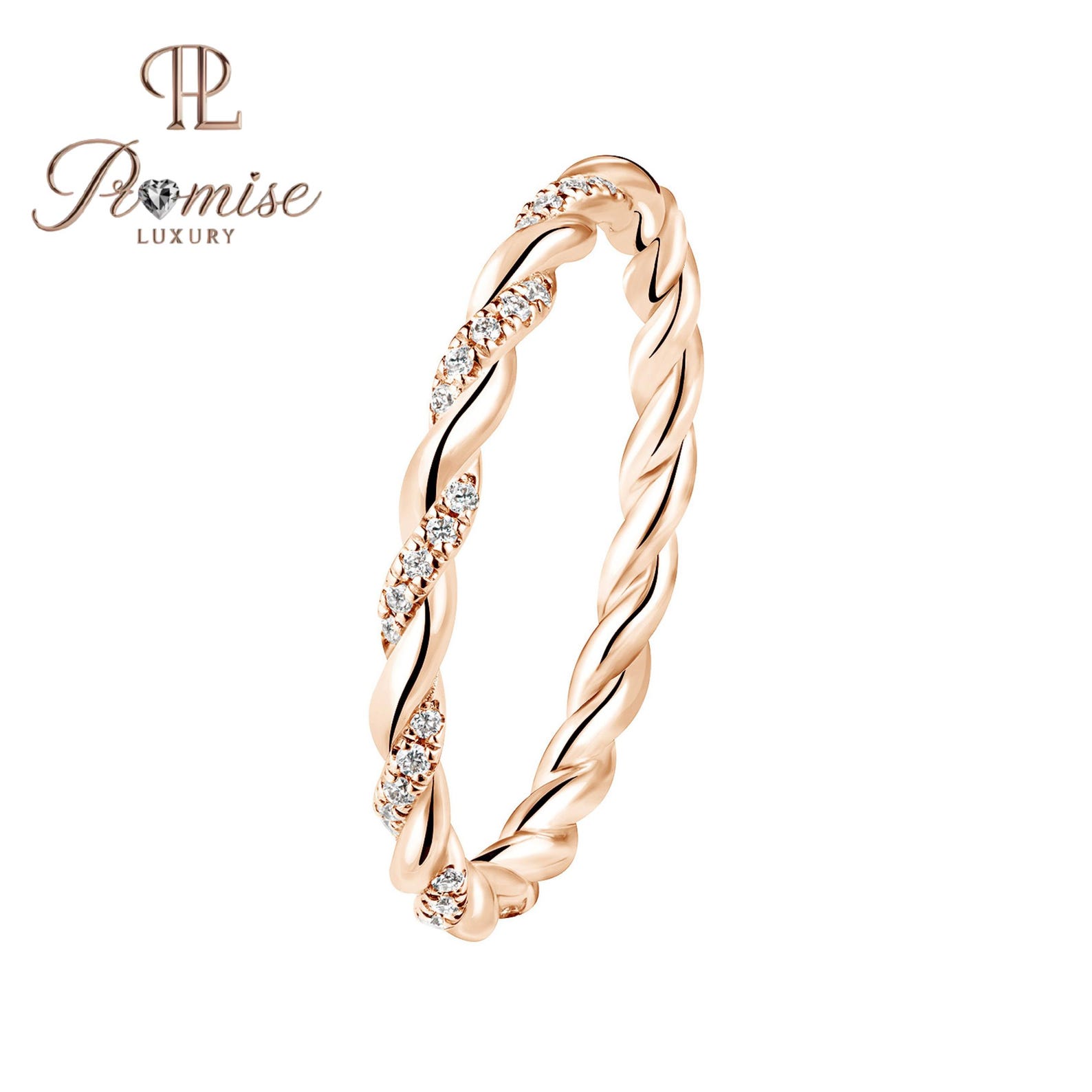 1.0 C.T Twisted Rope Diamond Eternity Band in 18K Rose Gold – Dainty ...