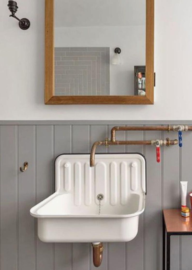 Vintage Enamel Sink Water Basin White Wall Mounted Sink - Etsy Australia