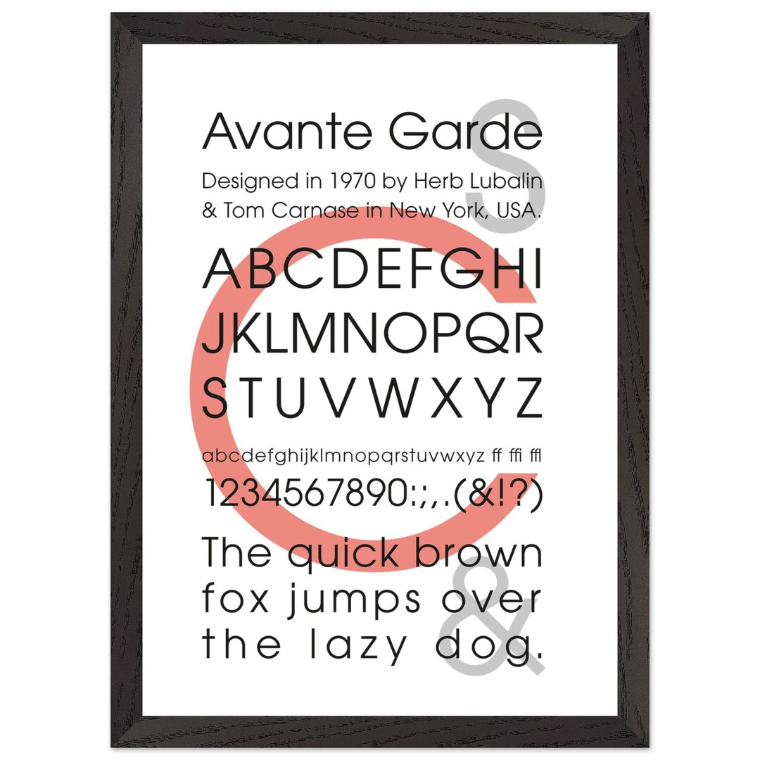 Wall Art Typeface Avante Garde Poster Mounted and Framed Typography Art ...