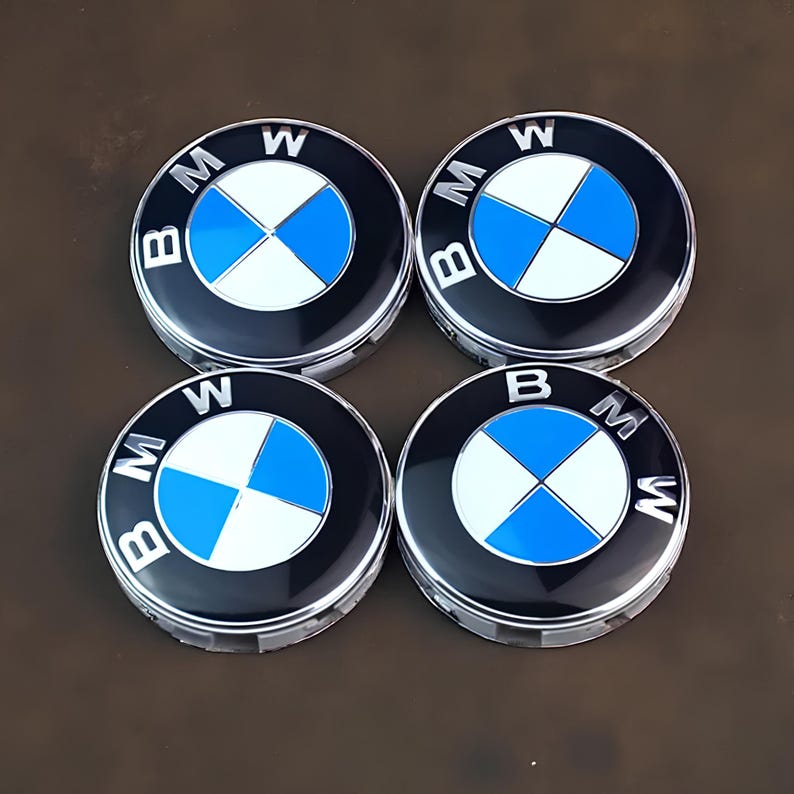 Set of 4 BMW 68mm Wheel Centre Caps – Classic Black & Silver Hub Covers ...