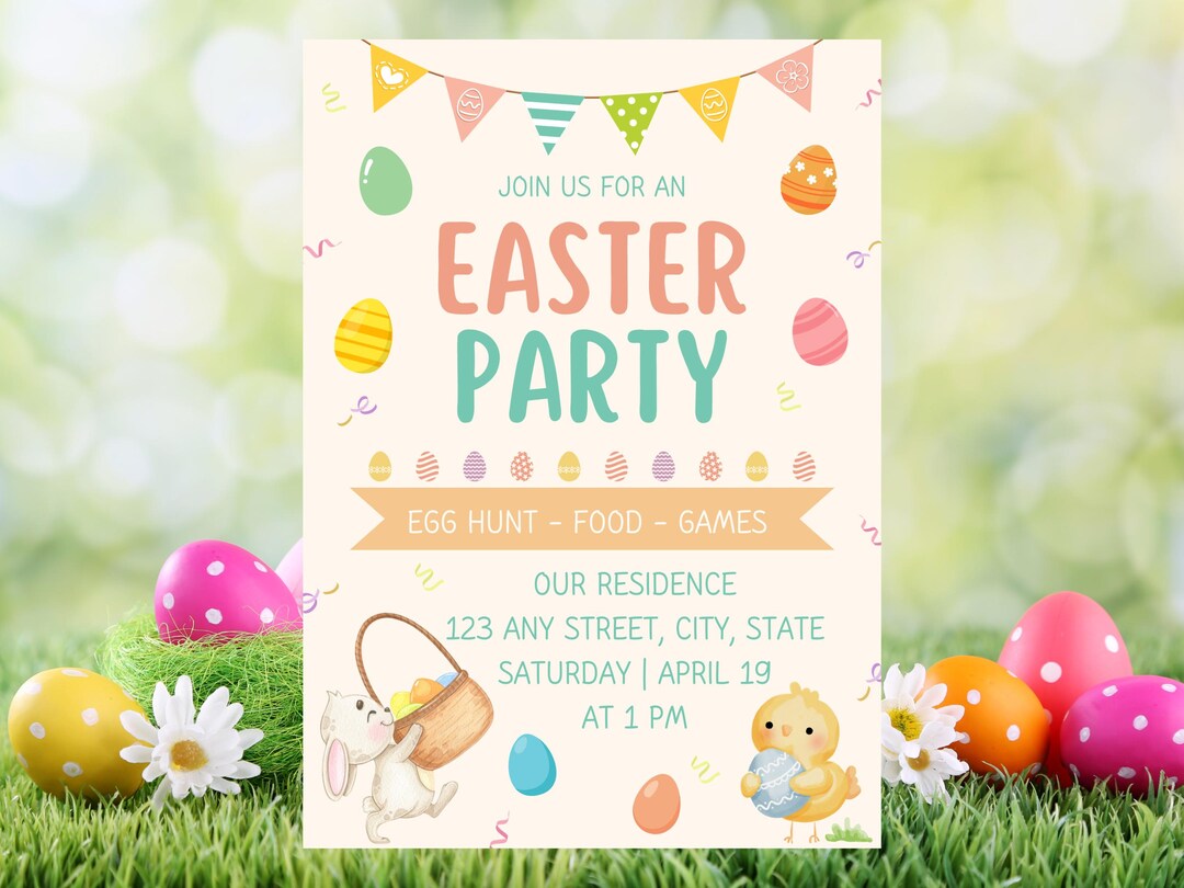 Editable Easter Party Invitation | Easter Invitation | Editable ...