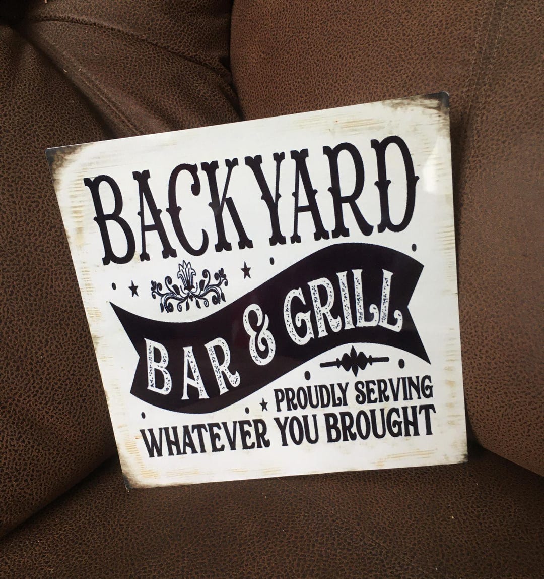 Rustic Metal Hanging Backyard Bar and Grill Bbq Plaque Sign - Etsy
