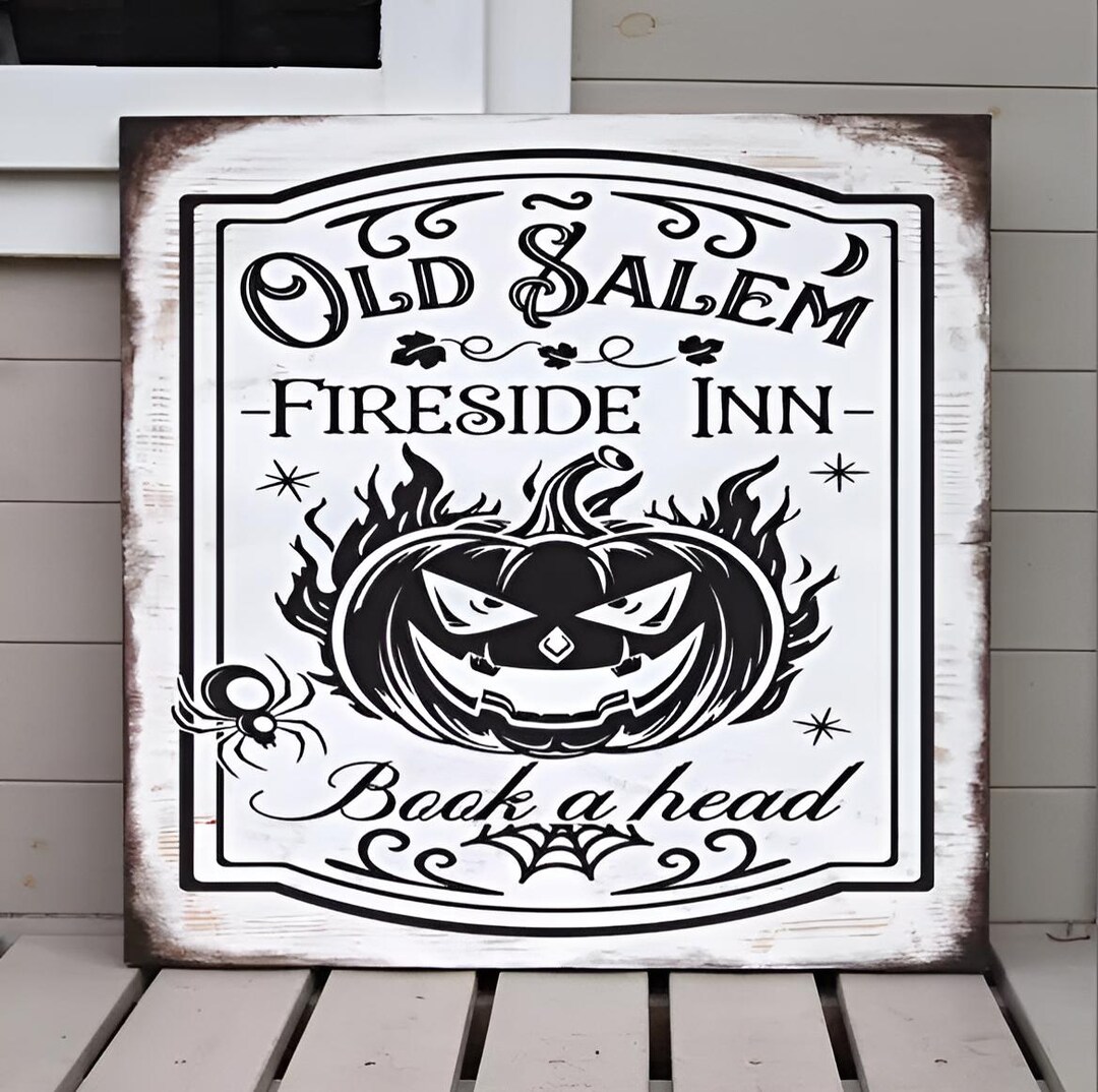 Rustic Metal Hanging Halloween Old Salem Fireside Inn Pumpkin Plaque - Etsy