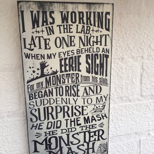 Shabby Chic Halloween Monster Mash Quote Home Display 12x6 Sign Wooden ...
