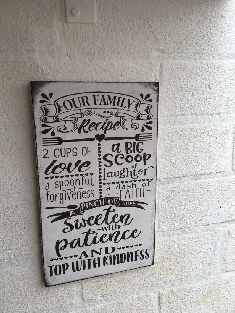 Rustic Our Family Recipe Sign Plaque Distressed Shabby Chic - Etsy