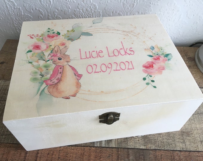 Flopsy Rabbit Keepsake Memory Box Personalized Wooden Box Personalised ...