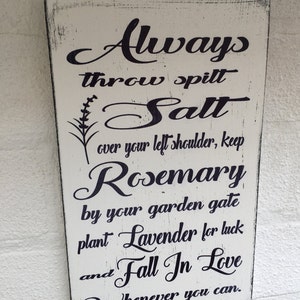 Practical Magic Quote Always Throw Spilt Salt Sign Plaque Distressed ...
