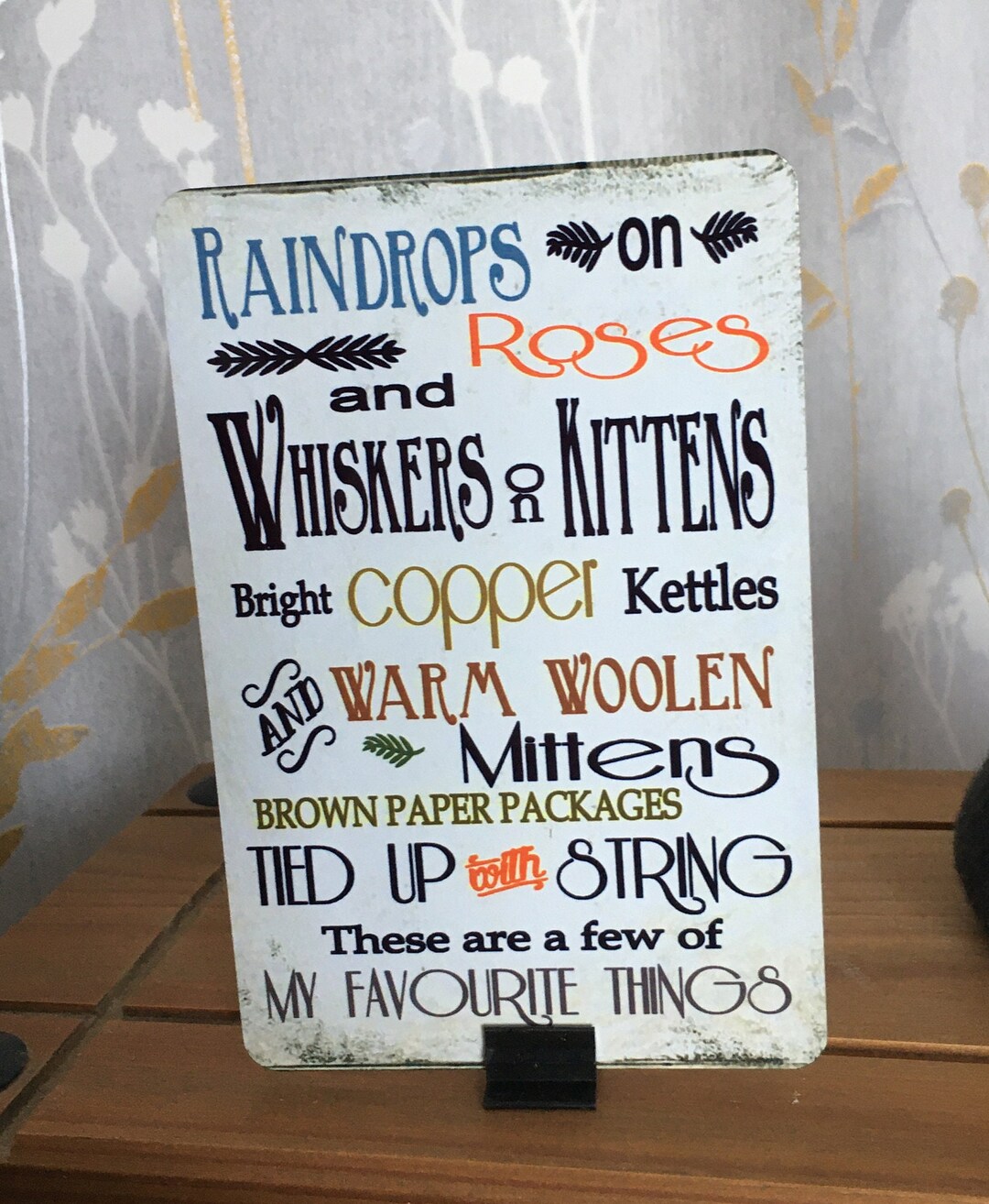 Rustic Metal Raindrops on Roses Sign Plaque Distressed Shabby Chic ...