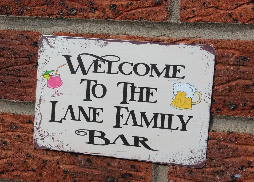 Personalized Family Bar Pub Garage Cave Personalised Distressed Shabby ...