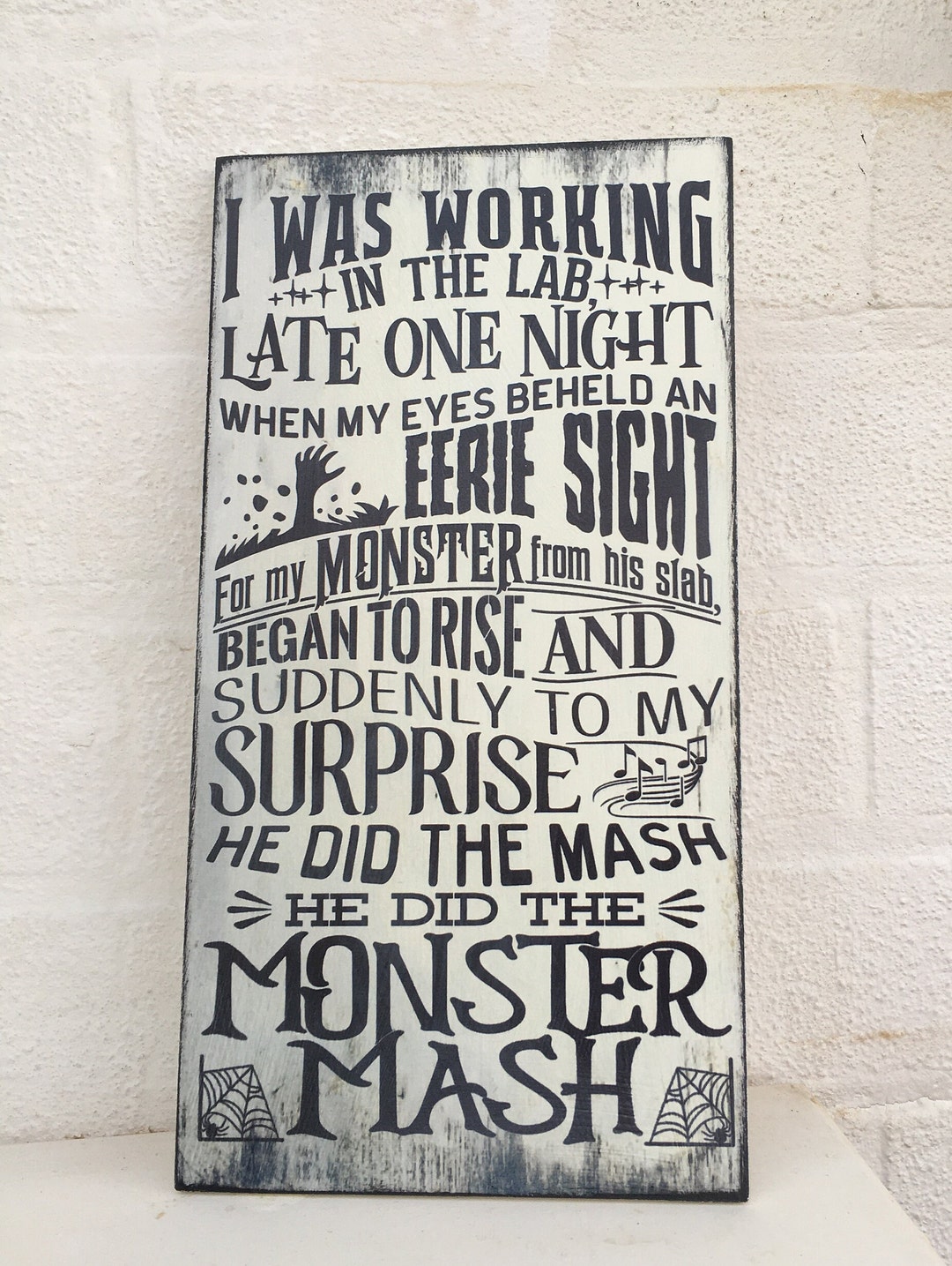 Shabby Chic Halloween Monster Mash Quote Home Display 12x6 Sign Wooden ...