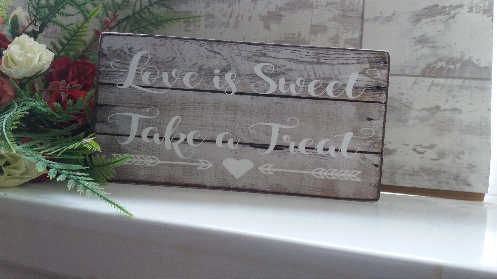 Rustic Wedding Sweet Table Sign Love is Sweet Take A Treat - Etsy