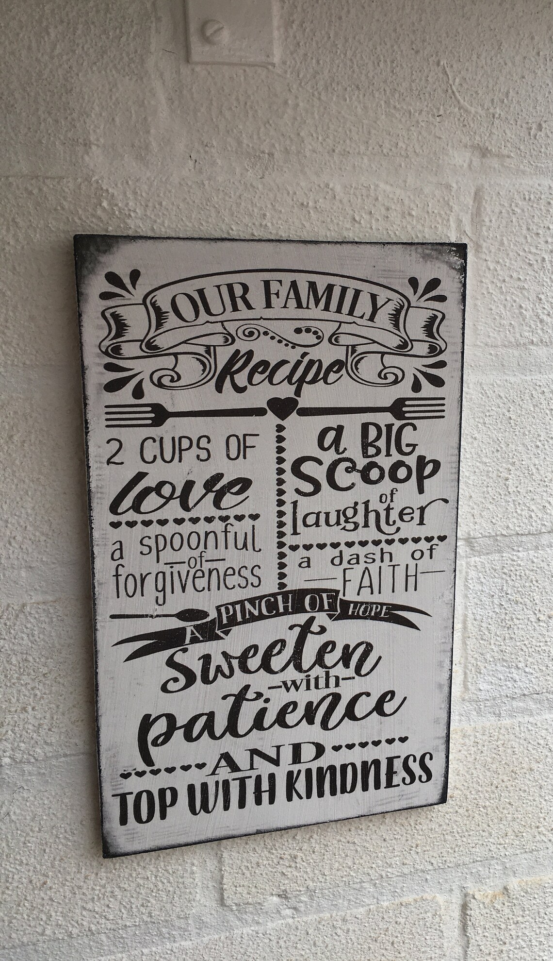 Rustic Our Family Recipe Sign Plaque Distressed Shabby Chic - Etsy