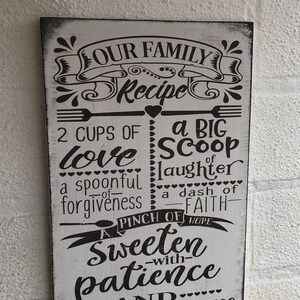 Rustic Our Family Recipe Sign Plaque Distressed Shabby Chic Vintage ...