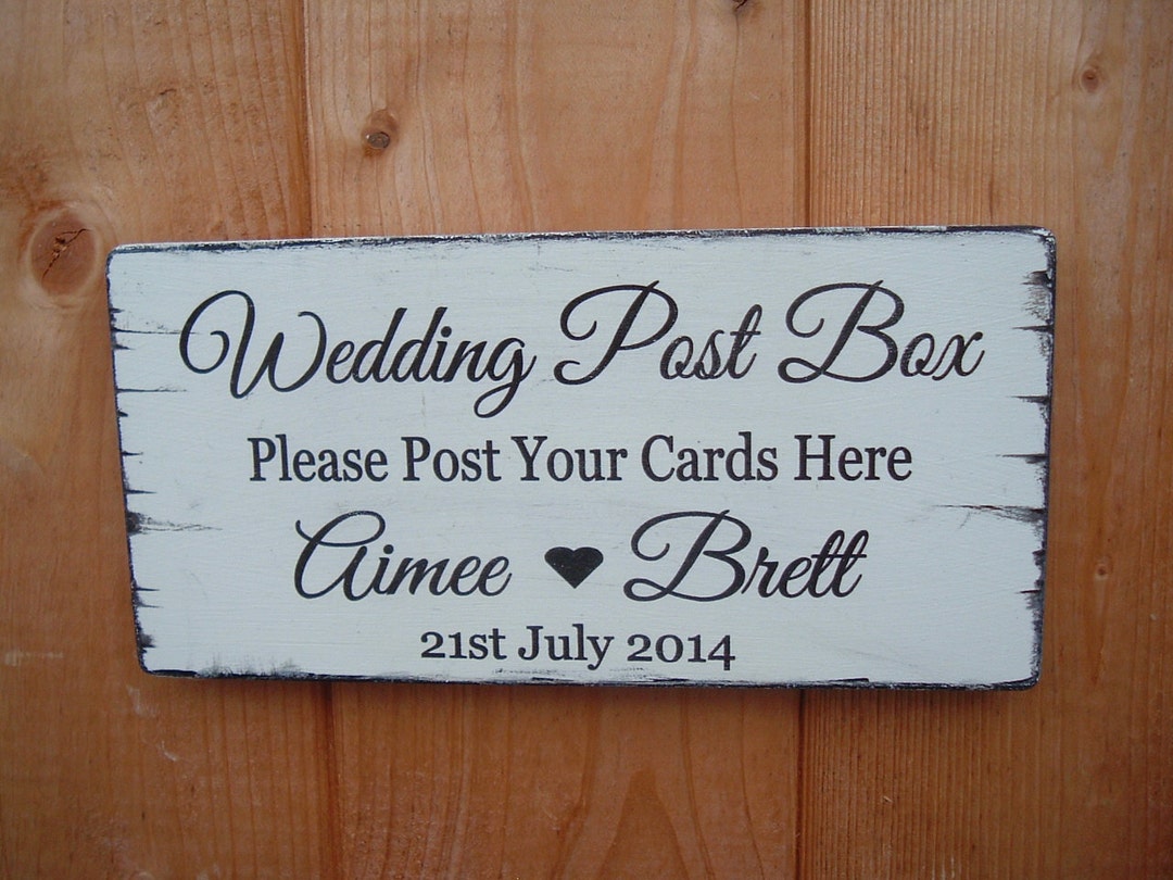 Shabby Chic WEDDING POST BOX Personalized Plaque/sign Vintage Wedding ...