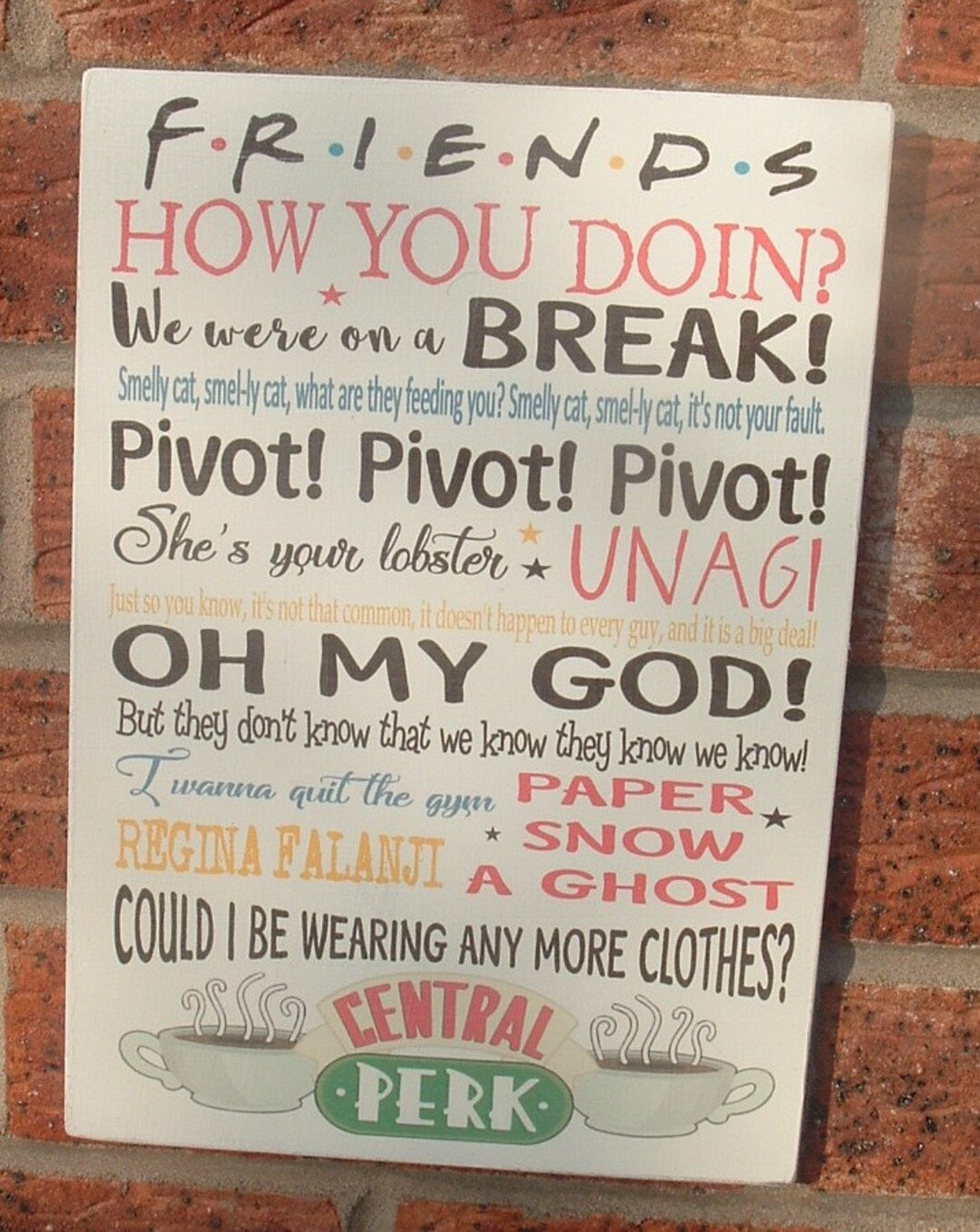 Friends Tv Sitcom Wall Art Wooden Sign Plaque Friends Quotes Typography ...