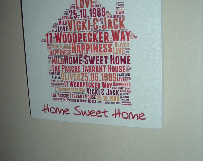 Personalised Typography House Design Plaque Sign Shabby Chic - Etsy