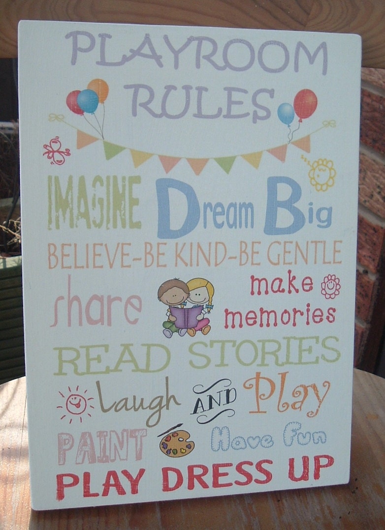 Shabby Chic Playroom Rules Sign Plaque Nursery Childrens Play | Etsy