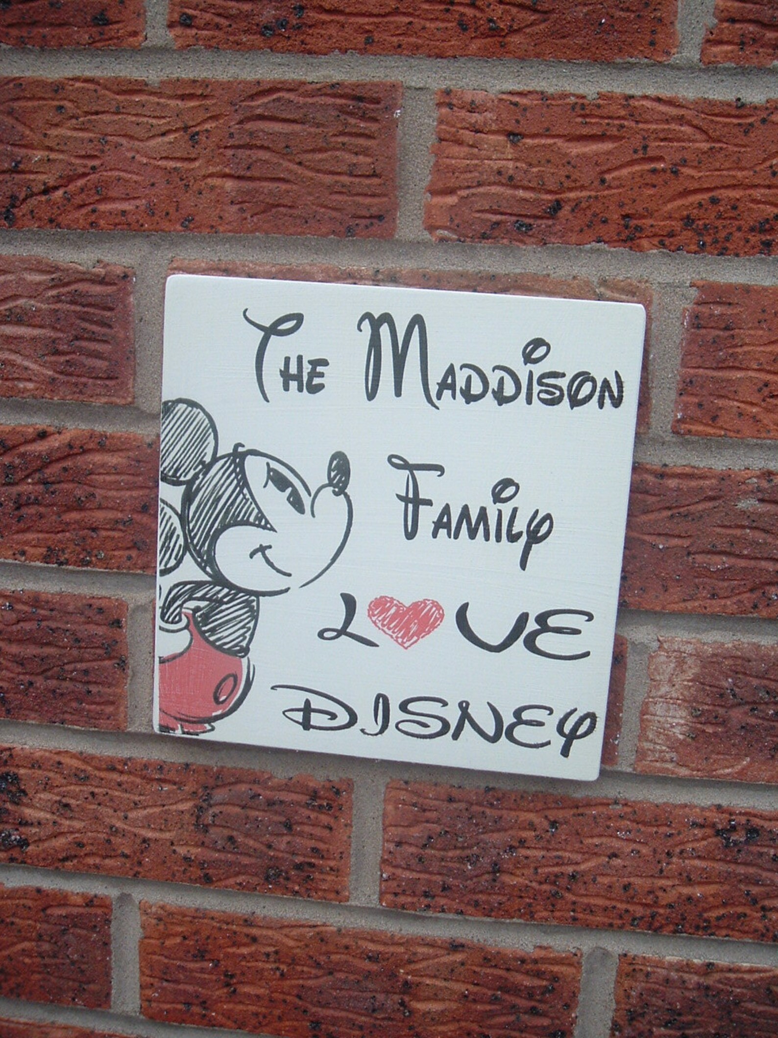 Shabby chic personalized love disney family name wooden sign | Etsy
