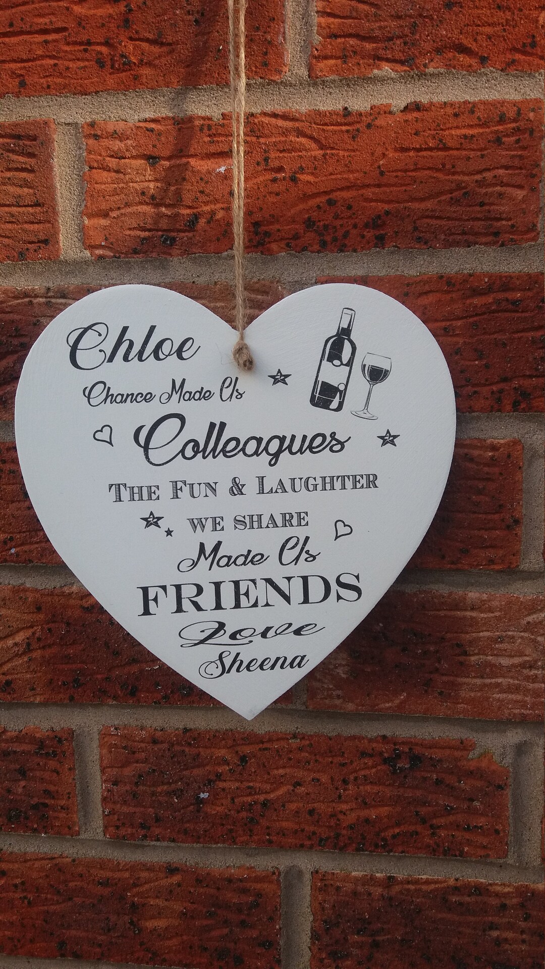 Personalized Colleague Friendship Wooden Heart - 8x8 Inch - Etsy