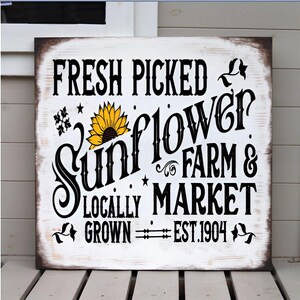 Rustic Fresh Picked Sunflower Farm Market Metal Plaque Sign - Etsy