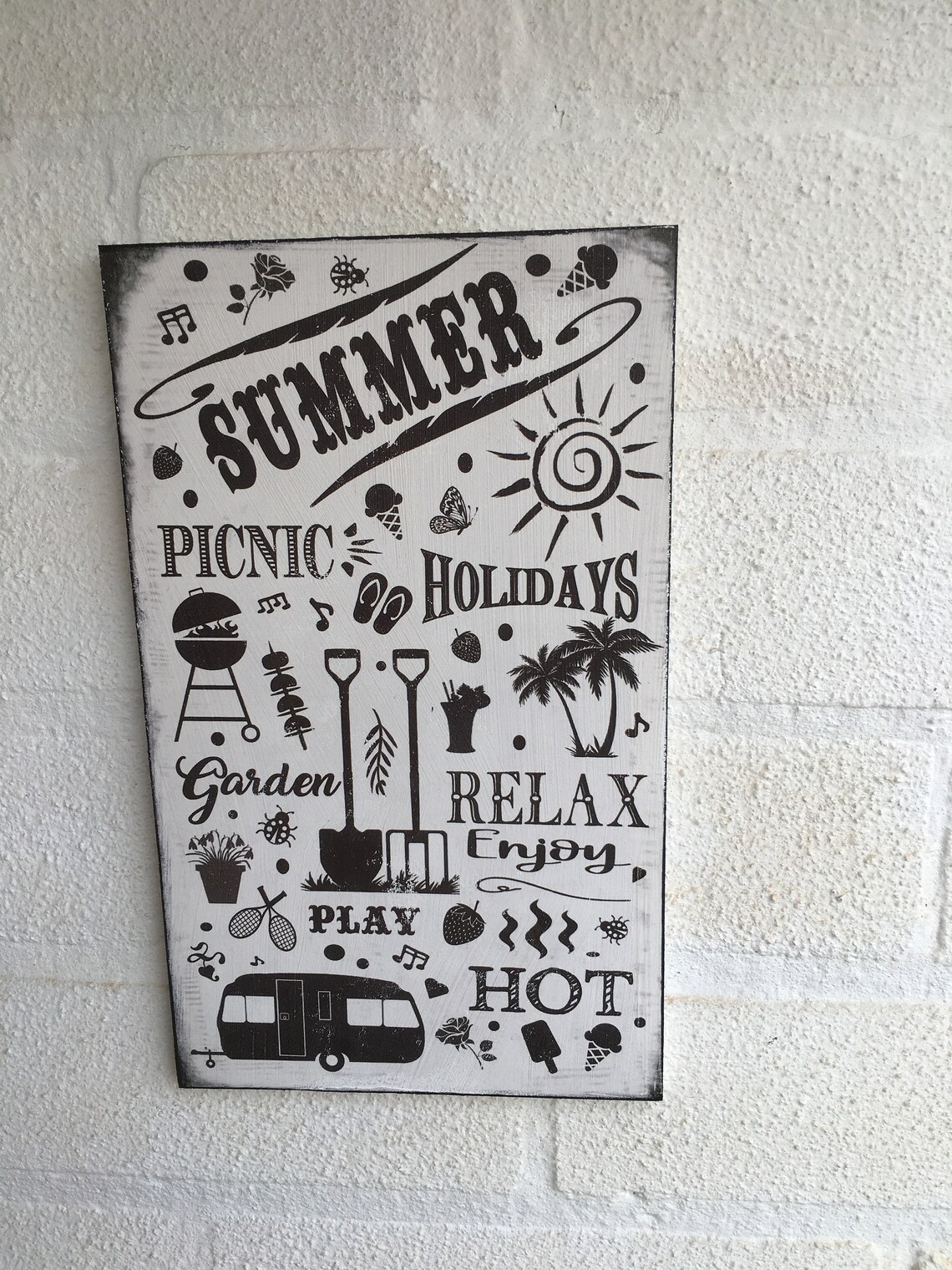Summer Holidays Picnic Garden Seasonal Sign Plaque Distressed - Etsy