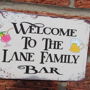 Personalized Family Bar Pub Garage Cave Personalised Distressed Shabby ...