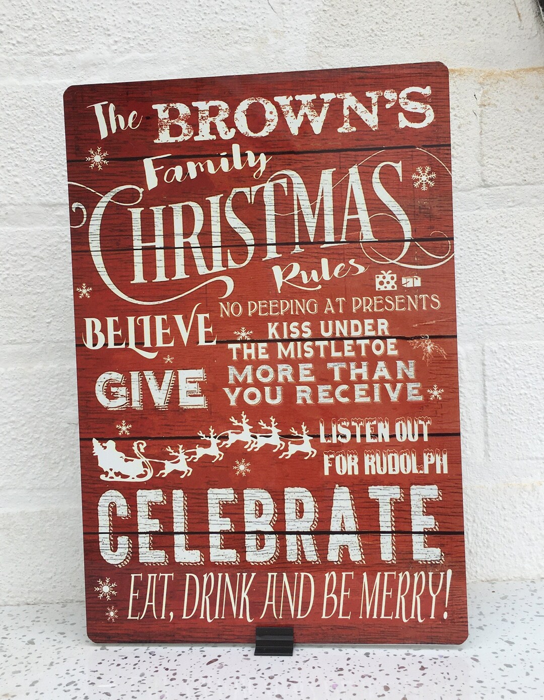 Personalized Family Christmas Rules Metal Sign: Shabby Chic Xmas Decor ...