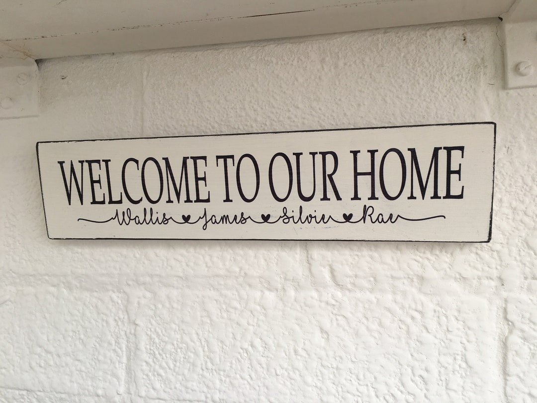 Welcome to Our Home Personalized Sign Shabby Vintage Chic Personalised ...