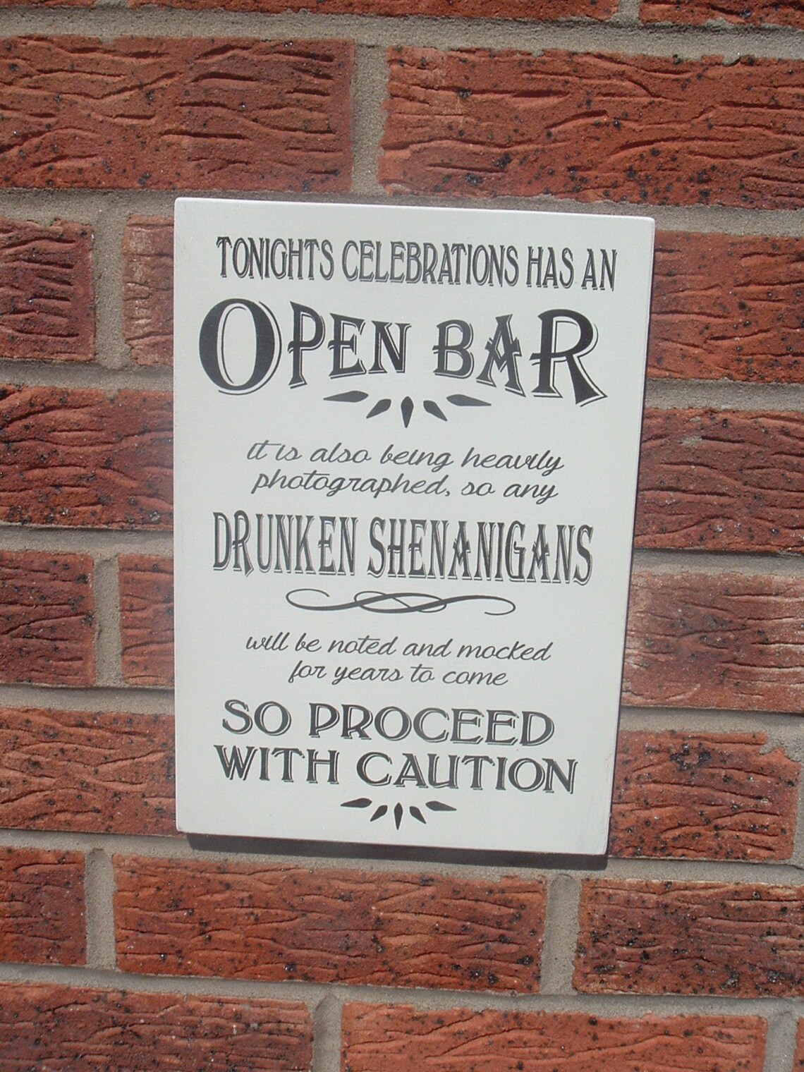 Open Bar Drunken Shenanigans Wedding Party Wooden Sign Plaque 12x8 - Etsy