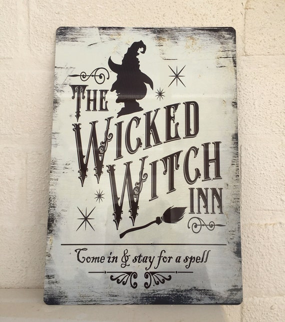 Halloween Wicked Witch Inn Metal Sign Plaque Distressed Shabby - Etsy