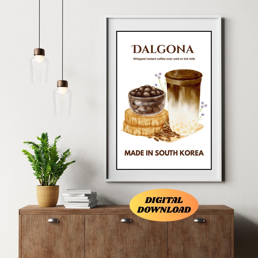Dalgona Coffee Mix Print Kitchen Wall Art, Whipped Instant Coffee ...