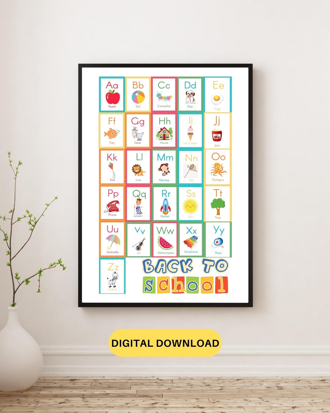 Colorful Alphabet Chart for Kids, ABC Wall Poster for Classroom ...
