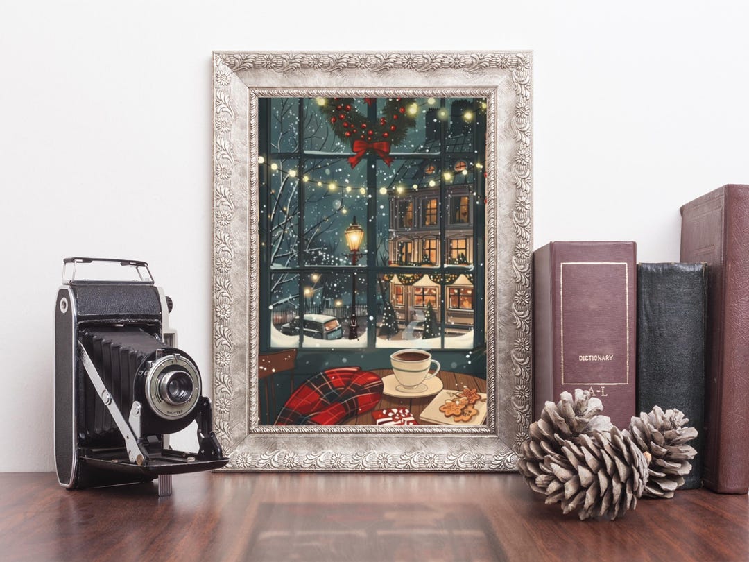 Holiday Window View, Cozy Christmas Wall Art (digital Download) - Etsy