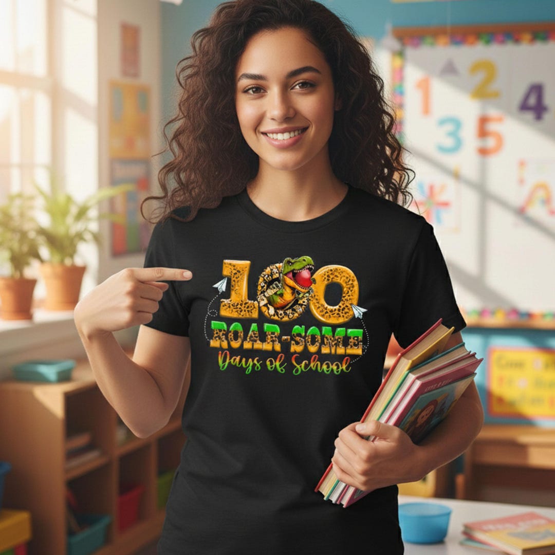 100 Roar-some Days of School Shirt, Dinosaur 100th Day Tee for Kids ...