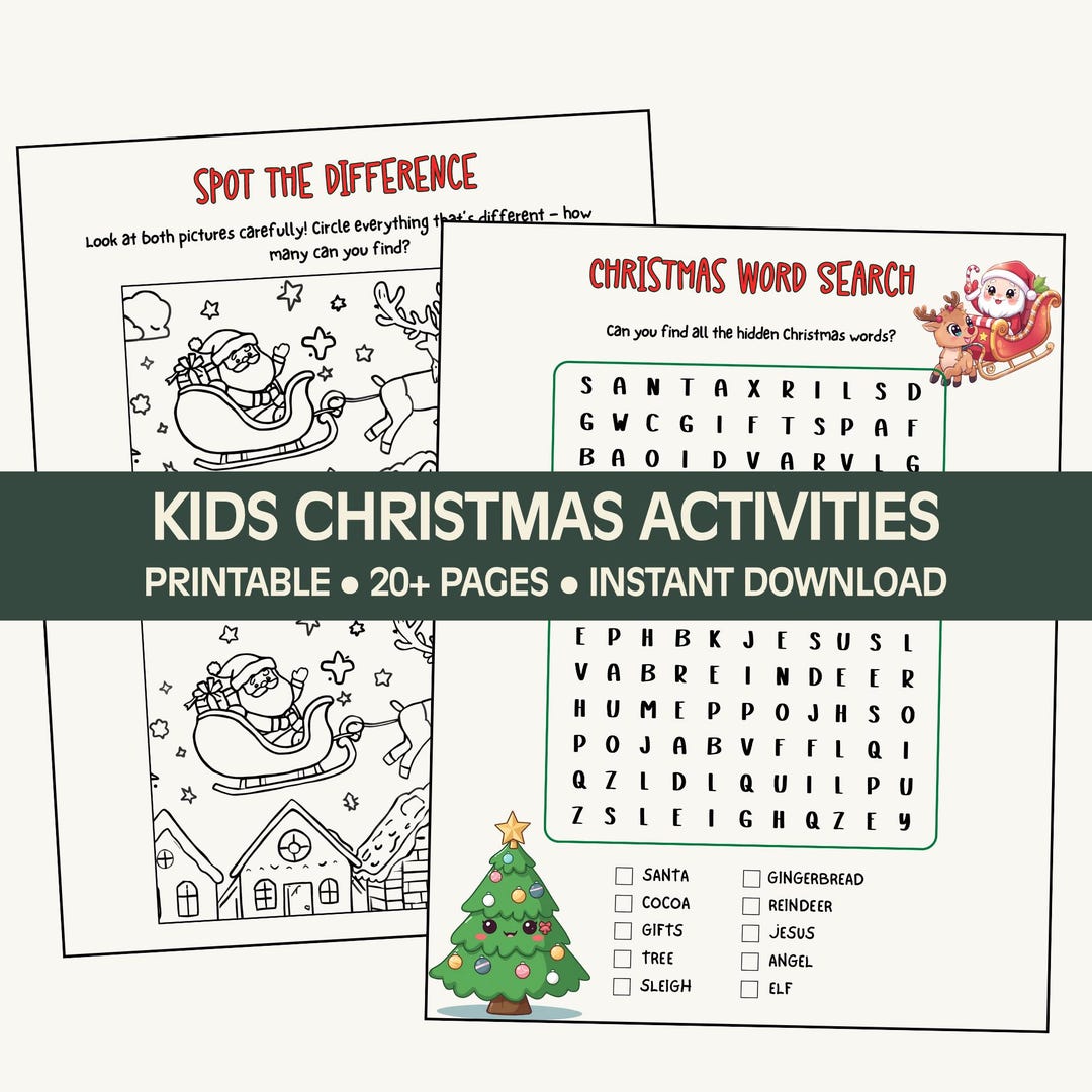 Christmas Activities Bundle for Kids With Fun Printable Holiday Games ...