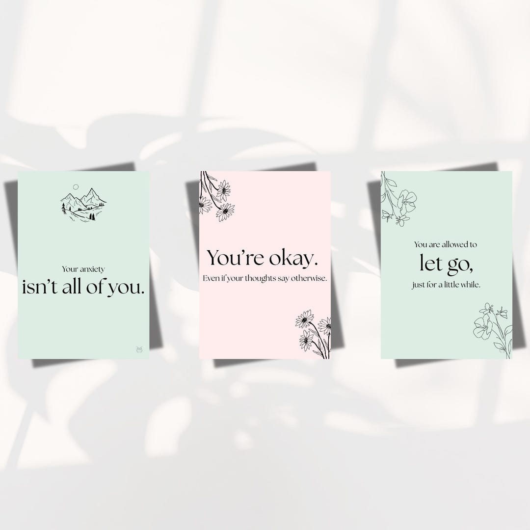52 Printable Anxiety Affirmation Cards for Grounding & Self-care ...
