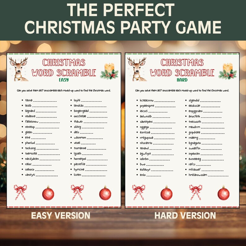 Christmas Word Scramble Printable Holiday Game Instant Download for ...