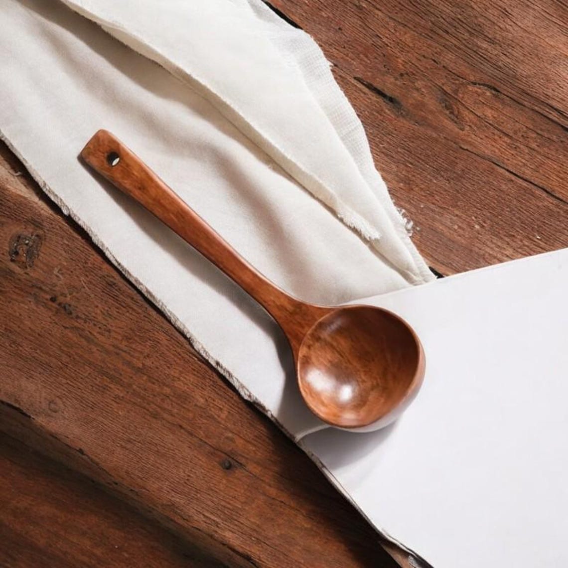 Handcrafted Wooden Ladle, Rustic Kitchen Utensil, Natural Wooden Soup ...